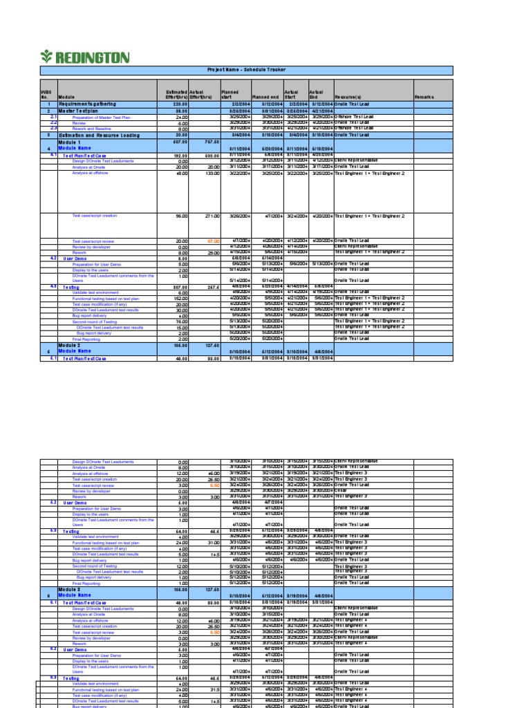 Schedule Tracker Template | PDF | Software Bug | Software Engineering