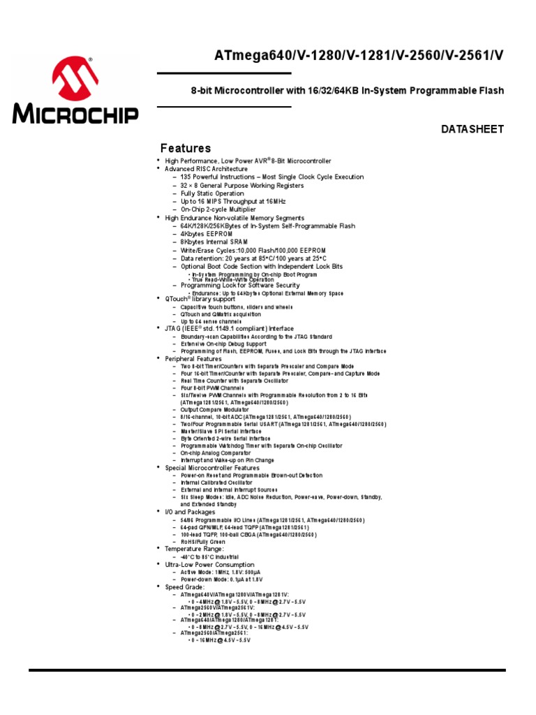 ATmega640 1280 1281 2560 2561 Datasheet DS40002211A PDF | PDF ...