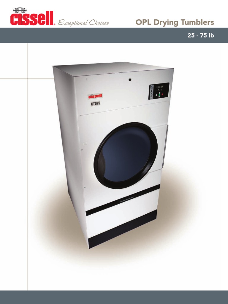 Cissell 25-75lb Tumbler PDF | PDF | Clothes Dryer | Horsepower