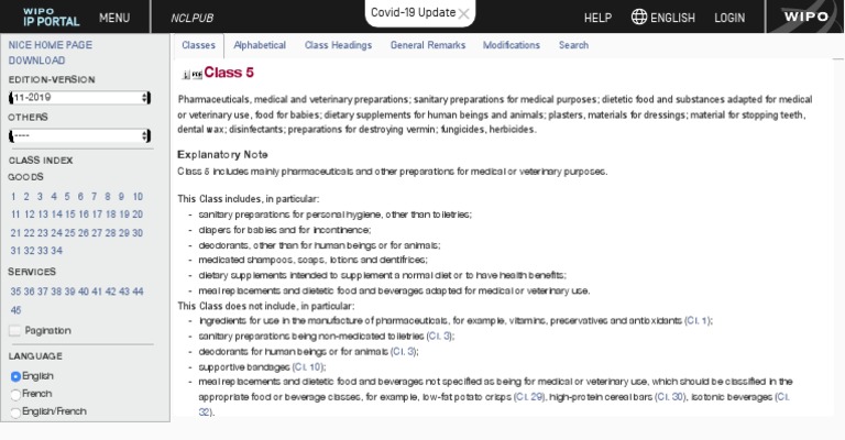 Class 5 - Nice Classification | PDF | Foods | Food And Drink