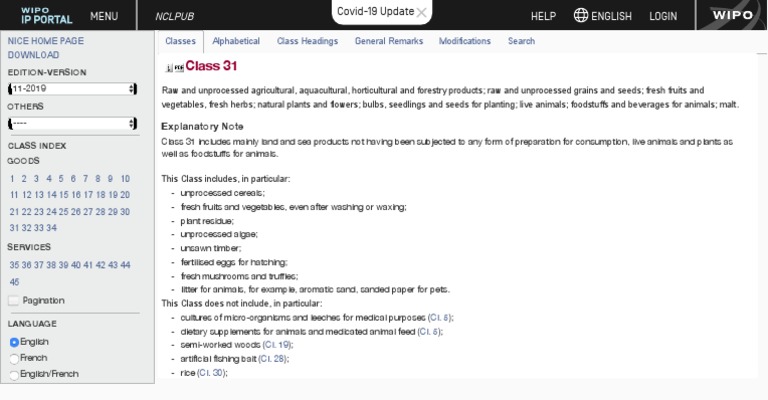 Class 31 Nice Classification | PDF