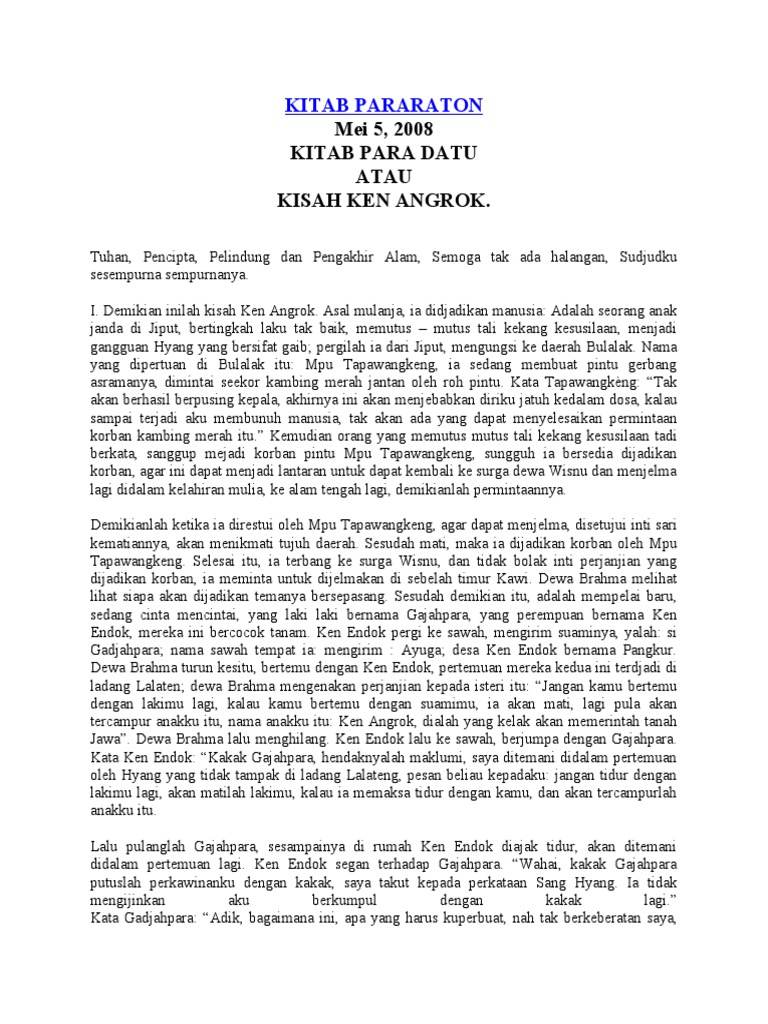 Kitab Pararaton | PDF | Fiksi Misteri, Thriller, & Kejahatan | Fiksi Umum