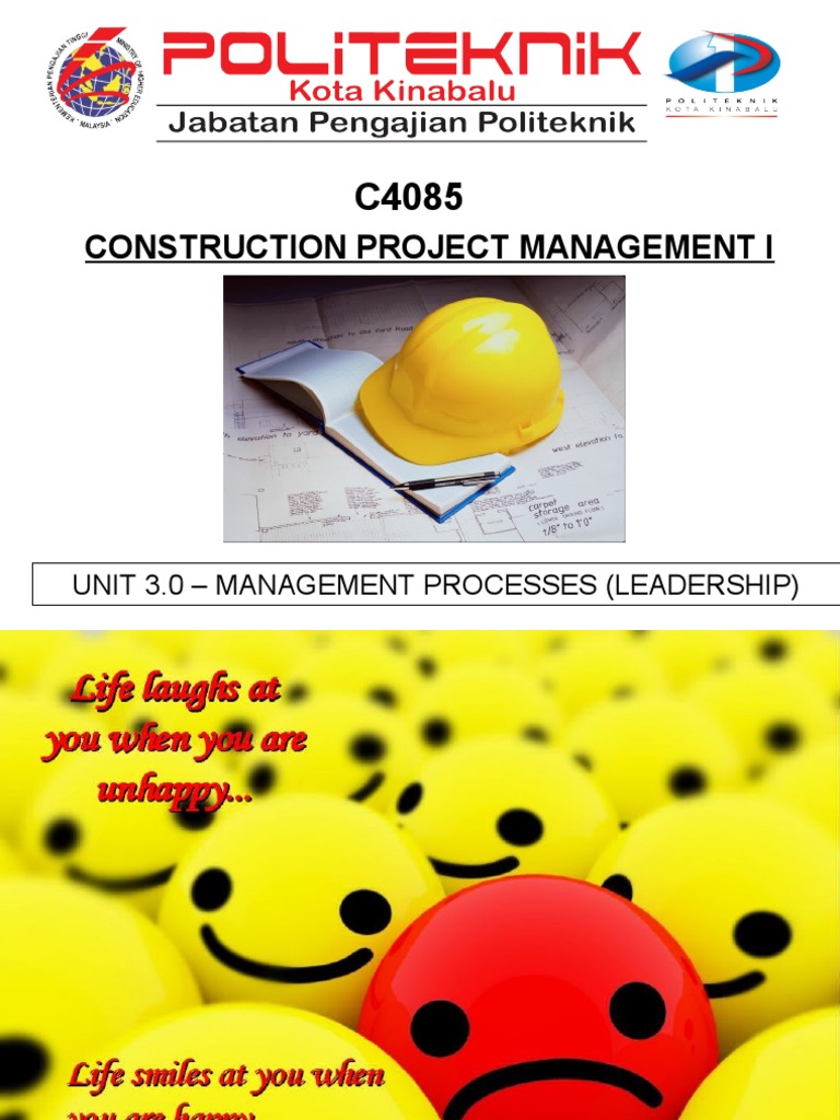 Construction Project Management I: Unit 3.0 - Management Processes ...