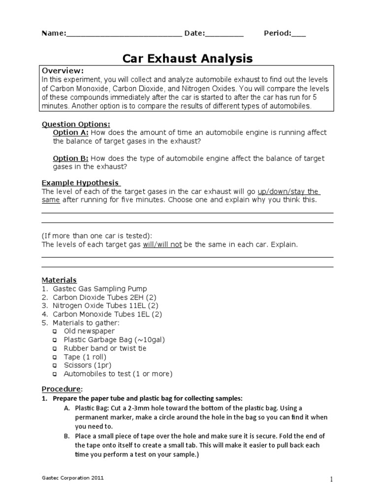 Car Exhaust Analysis Download Free Pdf Exhaust Gas N Ox