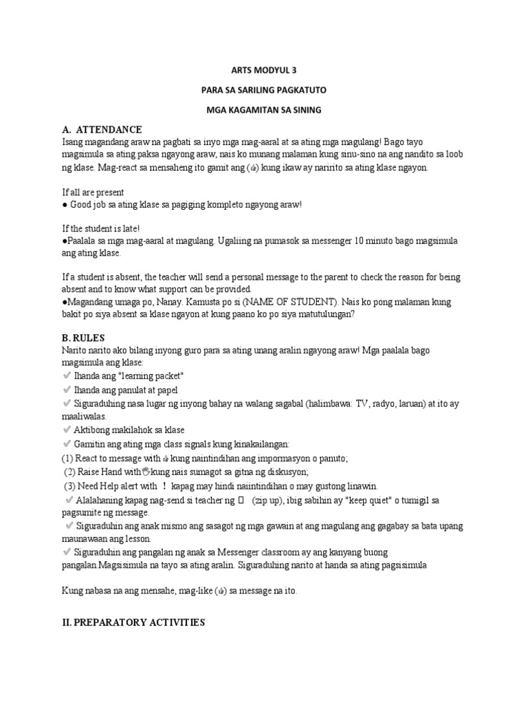 Arts Script Module 3 | PDF