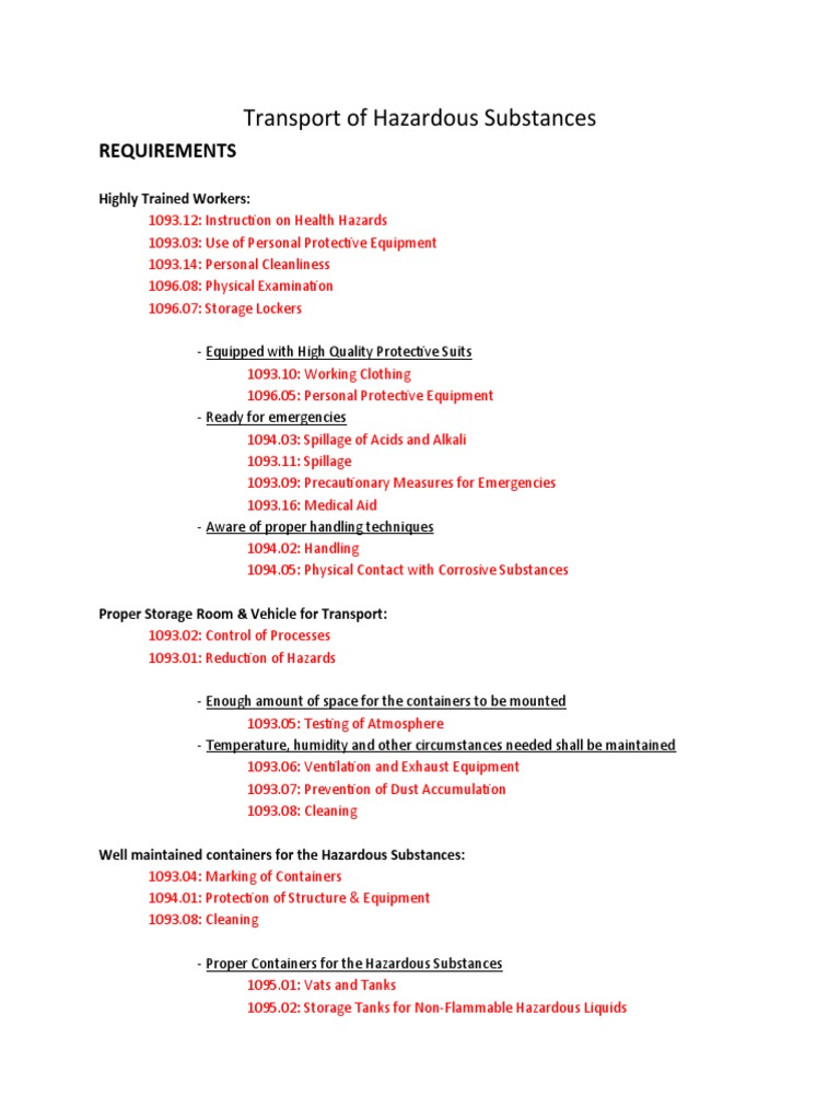 Transport of Hazardous Substance | PDF | Dangerous Goods | Personal ...