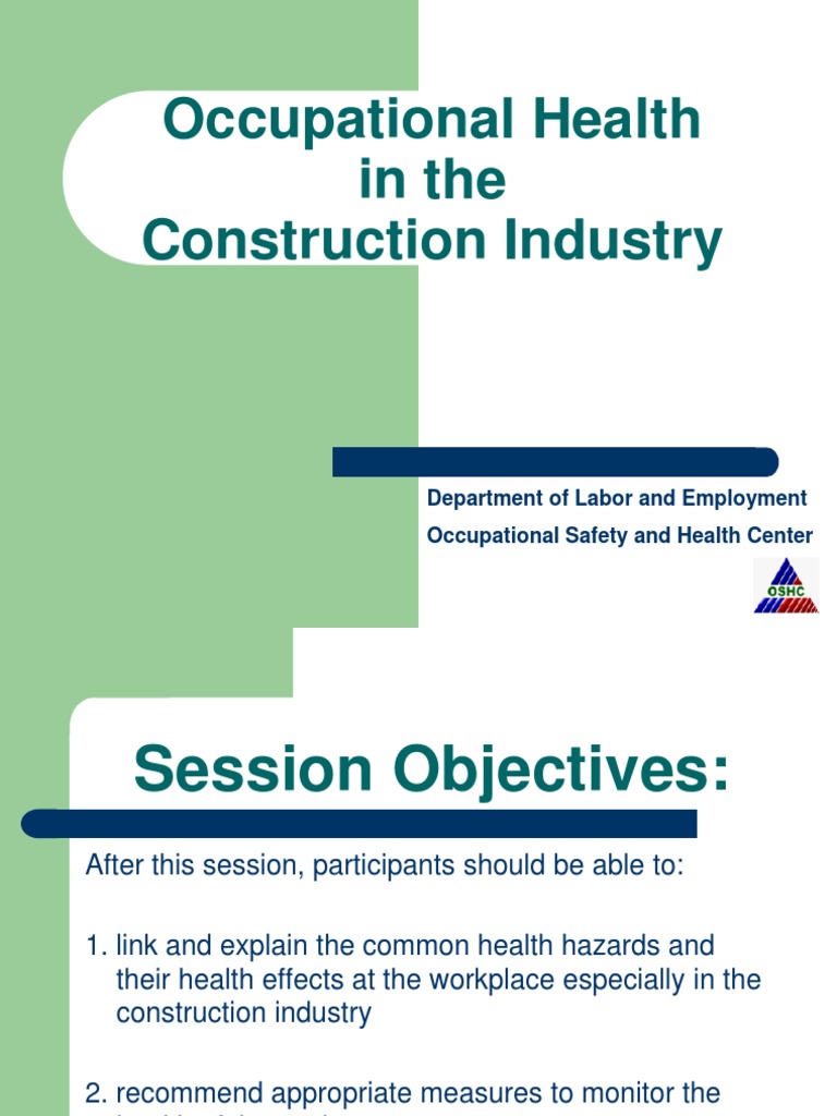 Occupational Health Hazards in Construction | PDF | Occupational Safety ...