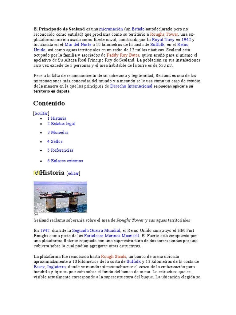 El Principado De Sealand Es Una Micronación Pdf Agitación Gobierno
