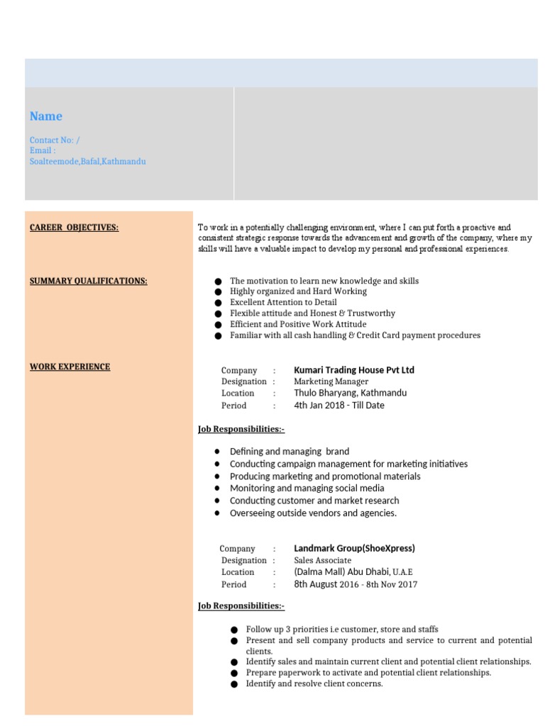 CV Sample PDF | PDF | Sales | Marketing