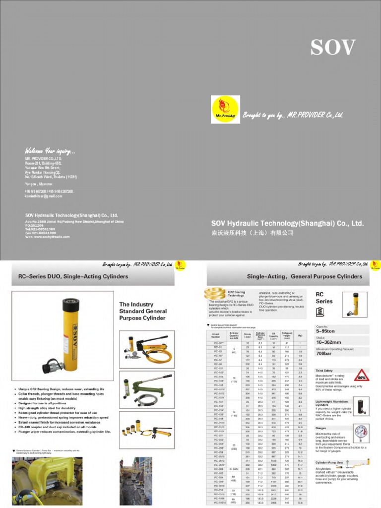 SOV Hydraulic Cylinders Catalog PDF | PDF | Business