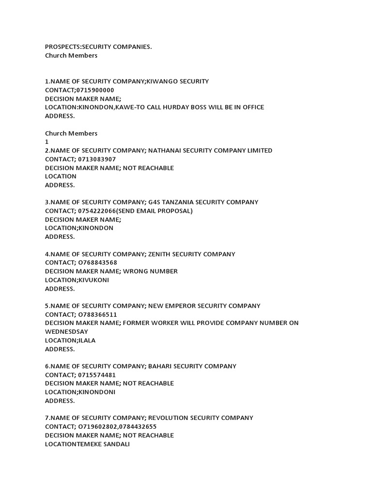 Security List Companies | PDF | Business