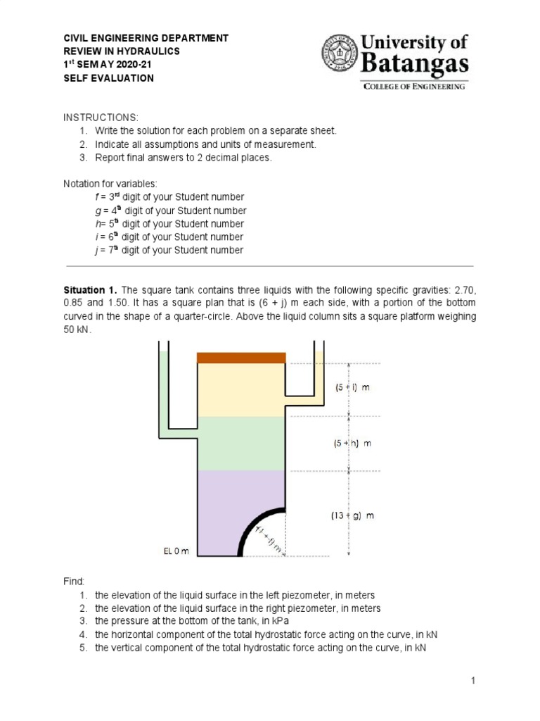 Hydraulics Self-Evaluation Guide | PDF | Pressure | Discharge (Hydrology)