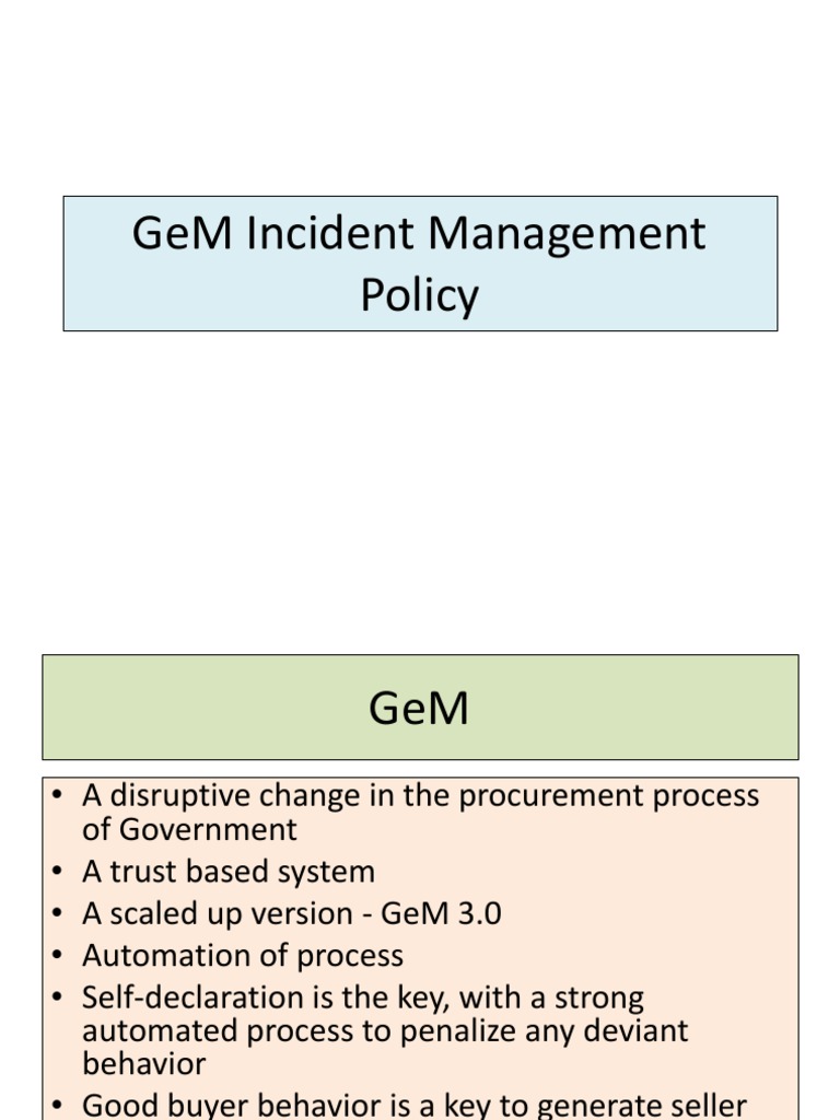 GeM Incident Management Policy BN PDF | PDF