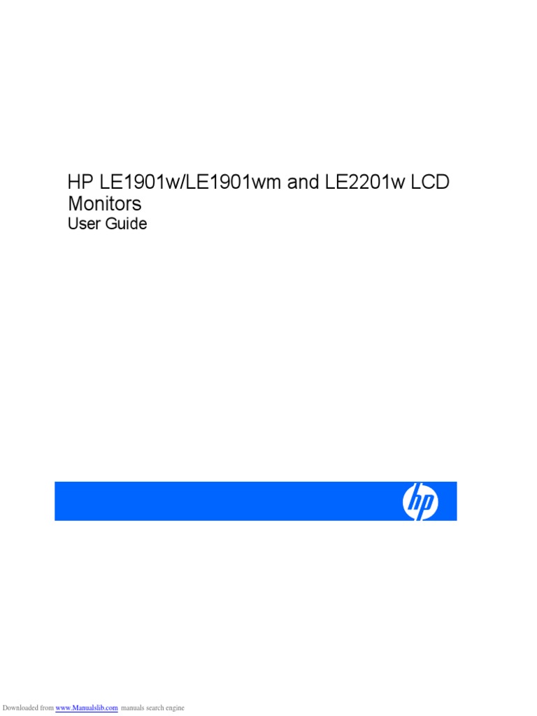 HP LE190 1w/LE1901wm and LE2201w LCD Monitors: User Guide | PDF ...