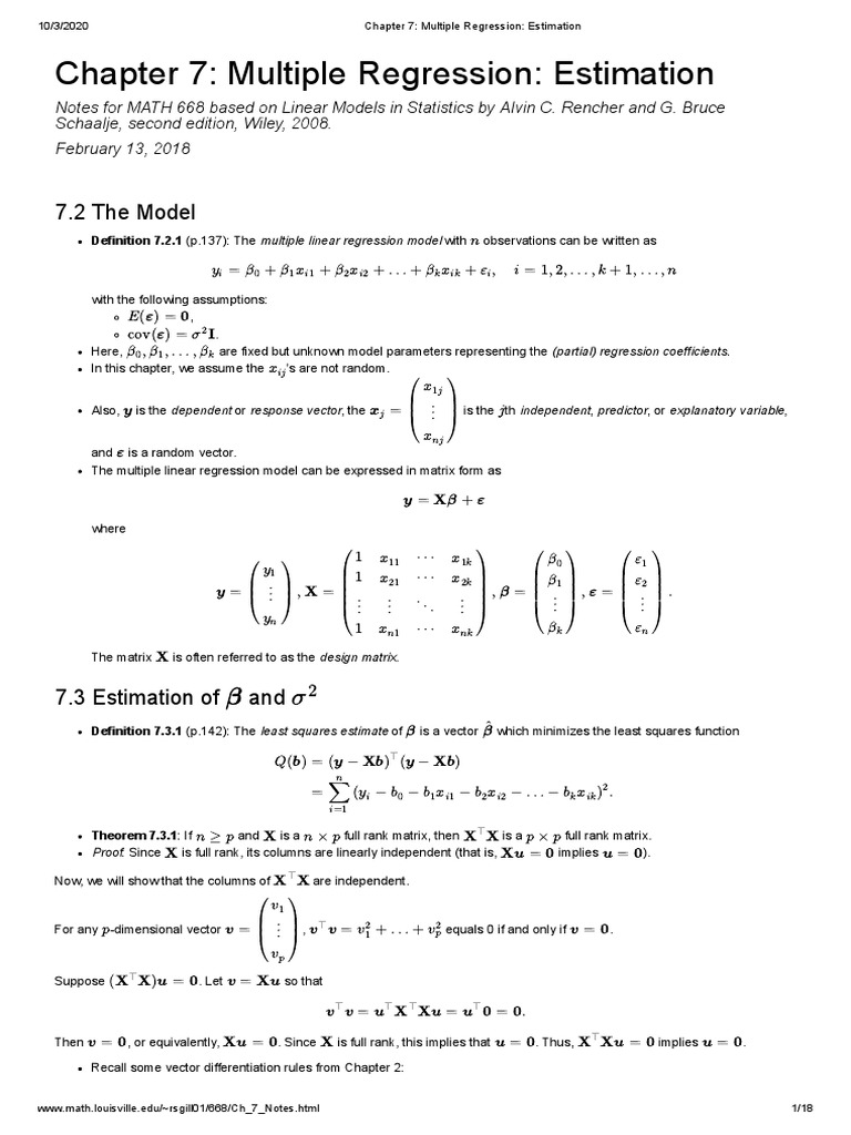 Multiple Regression - Estimation | PDF | Ordinary Least Squares | Linear Regression