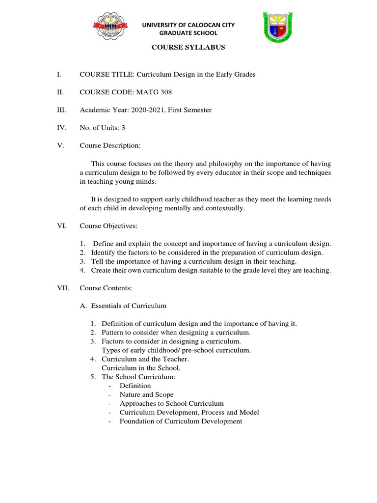 Course Syllabus: University of Caloocan City Graduate School | PDF ...