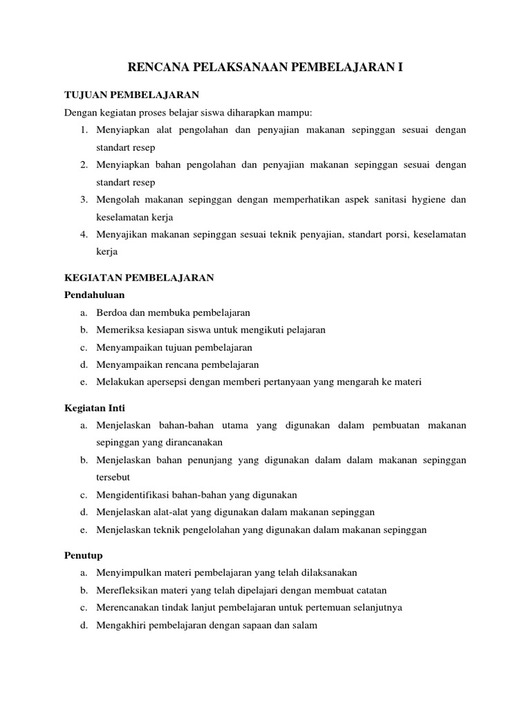 RPP Keterampilan Tata Boga Kelas Xii | PDF