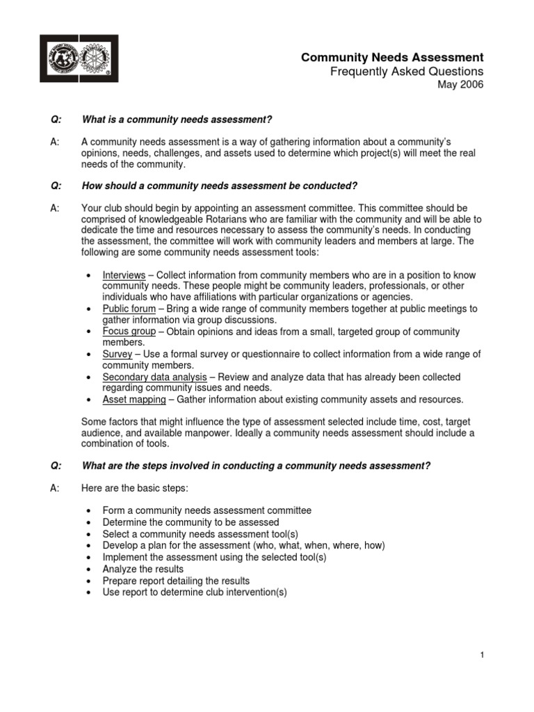 Community Needs Assesment | PDF | Needs Assessment | Community