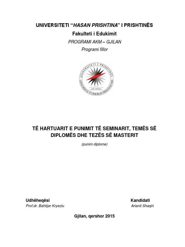 Punim Diplome Te Hartuarit e Punimit Te | PDF