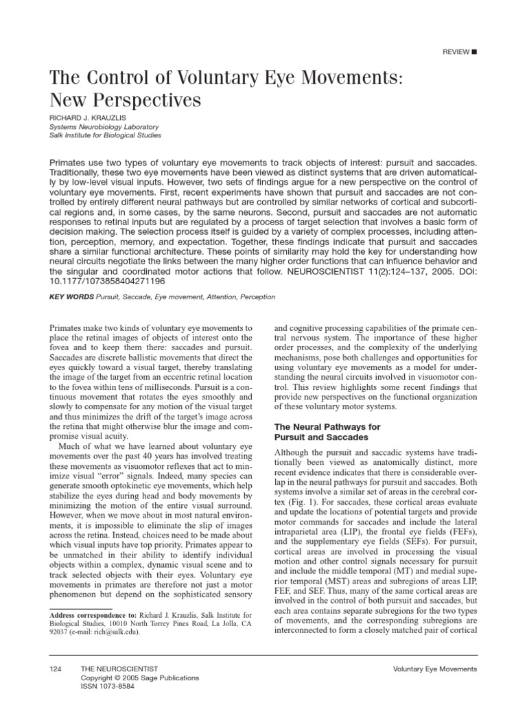 Voluntary Eye Movements PDF | PDF | Cerebellum | Brainstem
