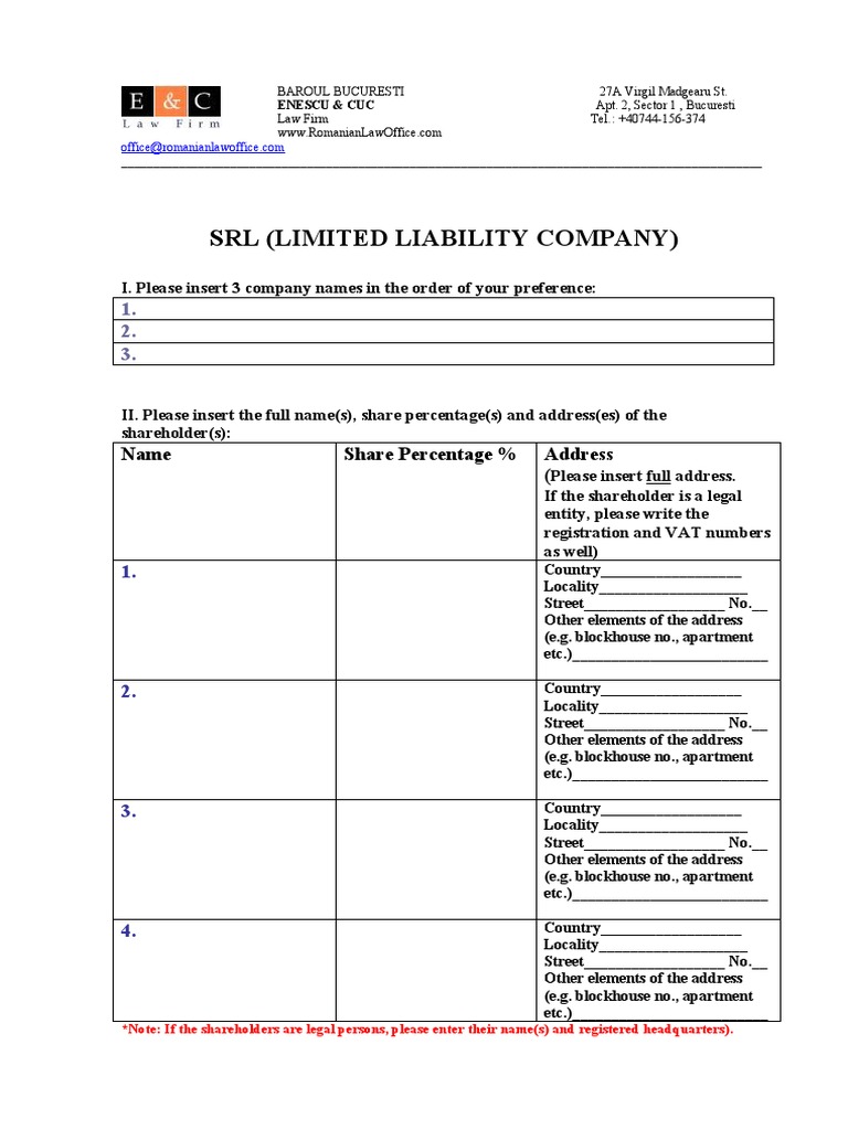 New SRL FORM | PDF | Companies | Business