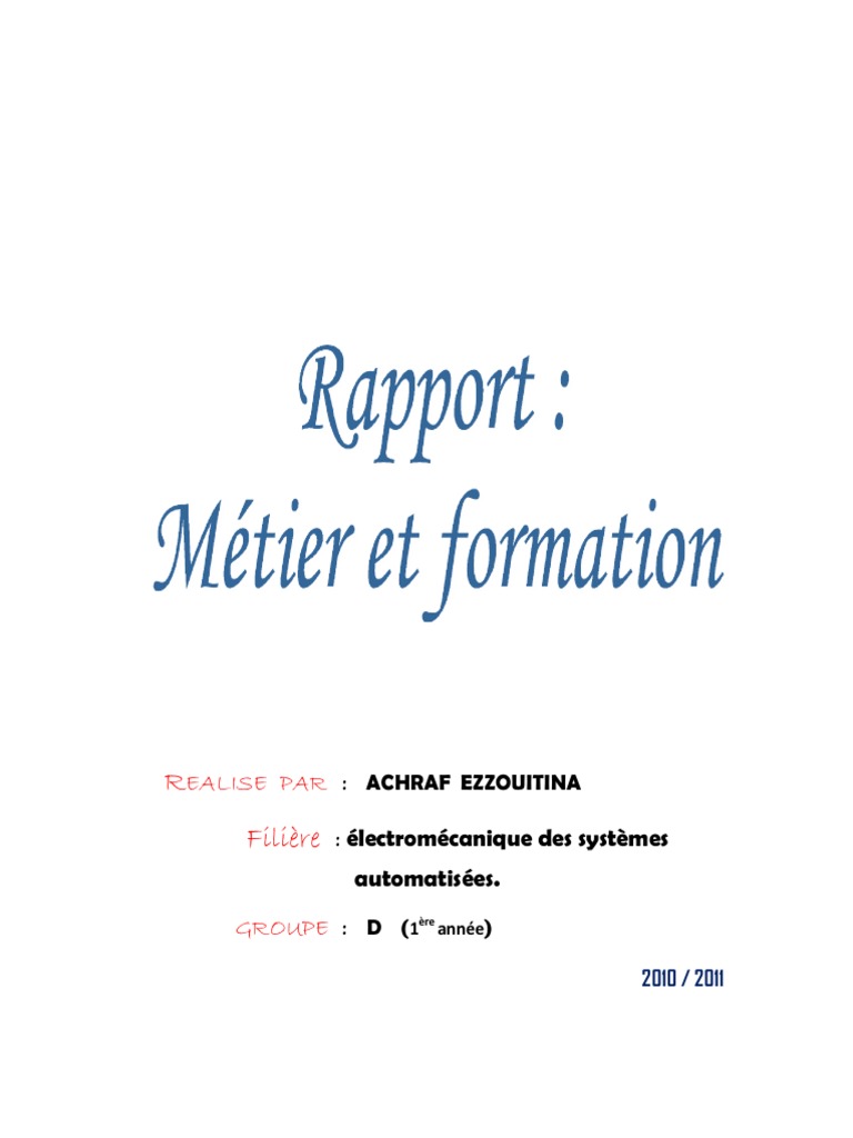 Rapport Metier Et Formation PDF | PDF