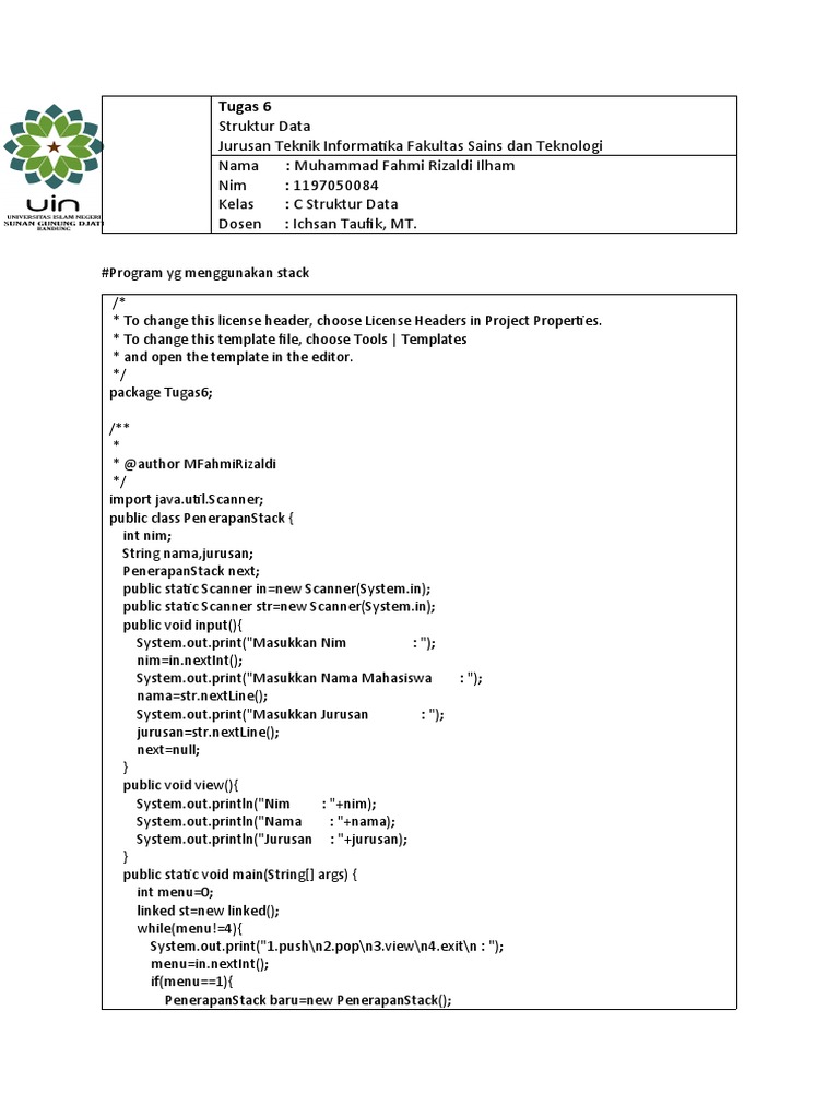 Tugas 6 Struktur Data-1197050084-Muhammad Fahmi Rizaldi Ilham-Kelas C | PDF | Computer ...