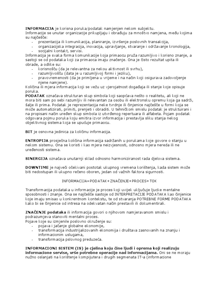 MIS Skripta I Dio | PDF