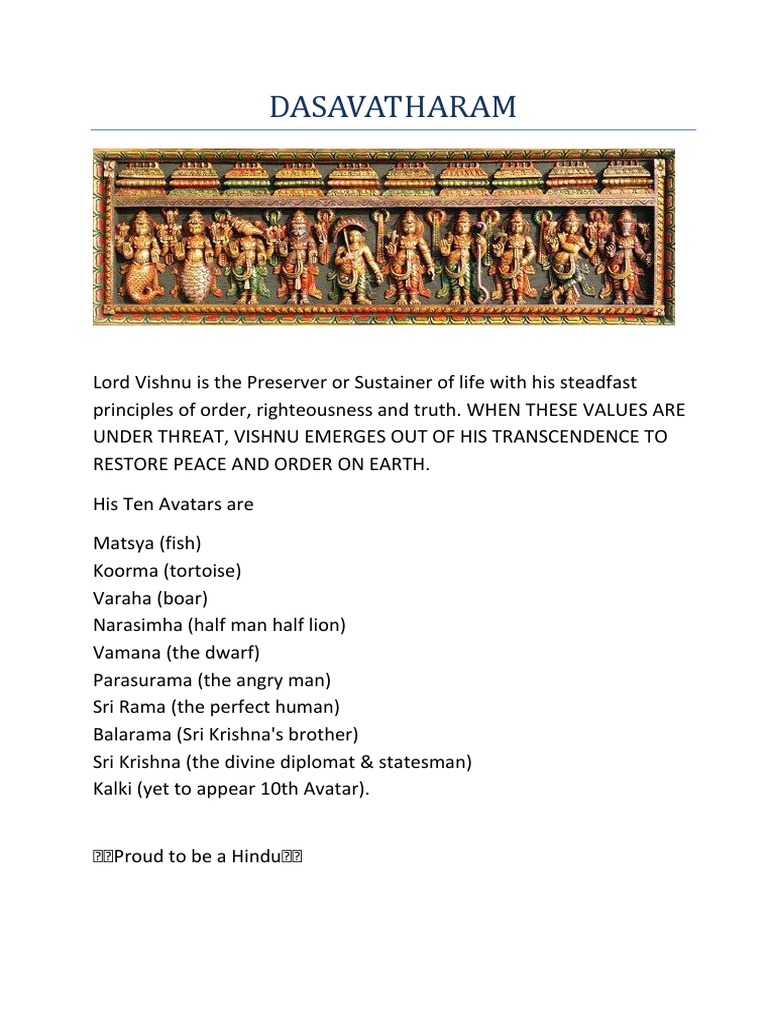016 Dasavatharam | PDF | Krishna | Hinduism