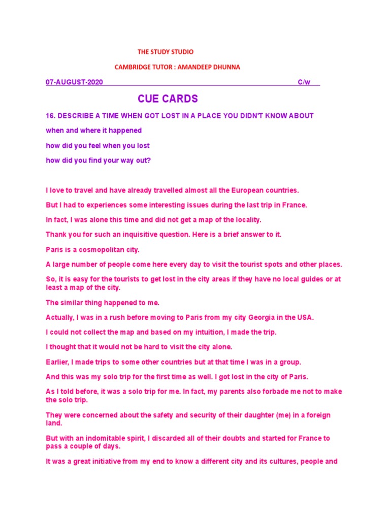 Speaking Cue Cards 16-20 | PDF | Libraries | Foods