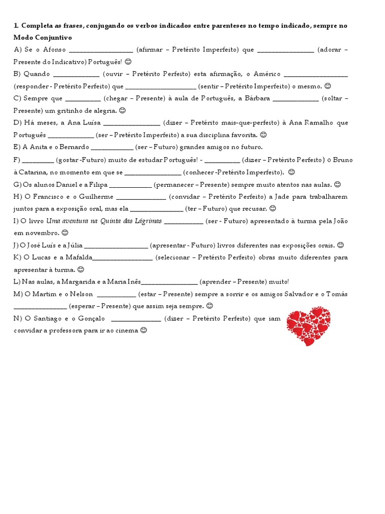 Verbos - 6.º - Modo Conjuntivo | PDF