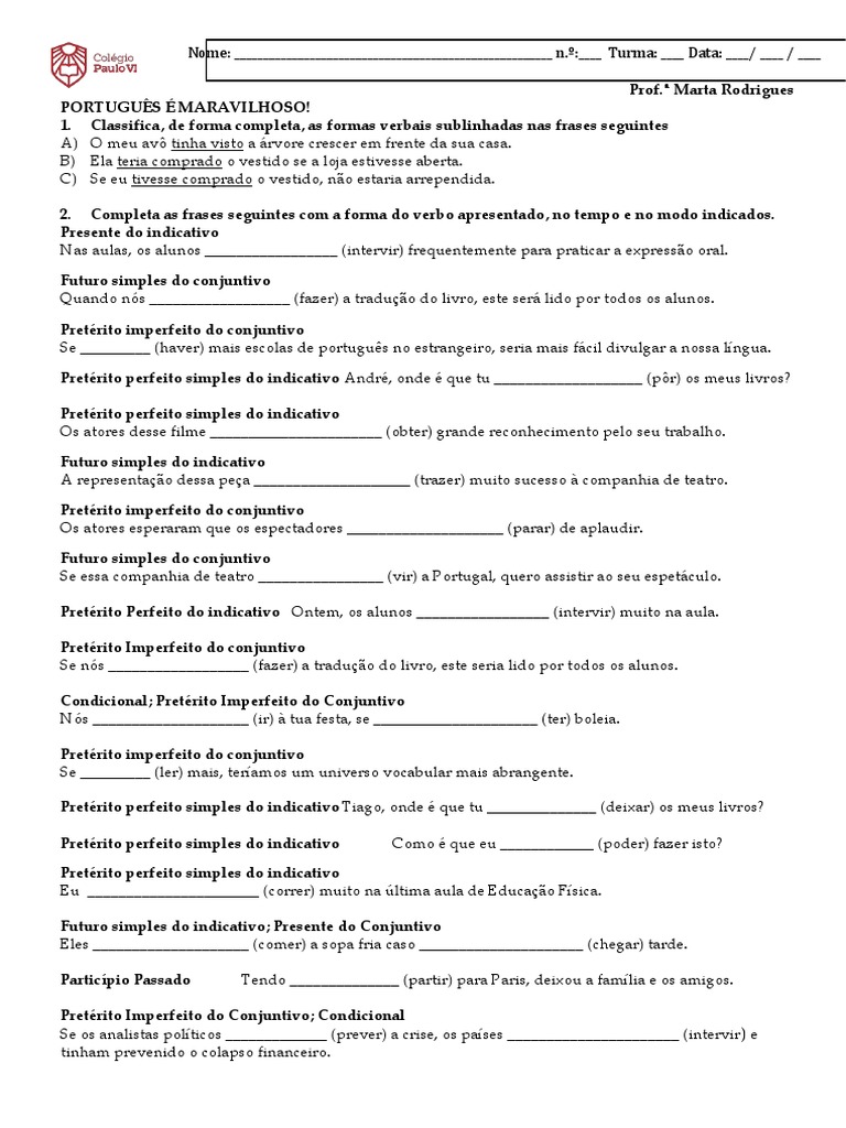 Verbos Irregulares Exerc 8 Download Grátis Pdf Morfologia