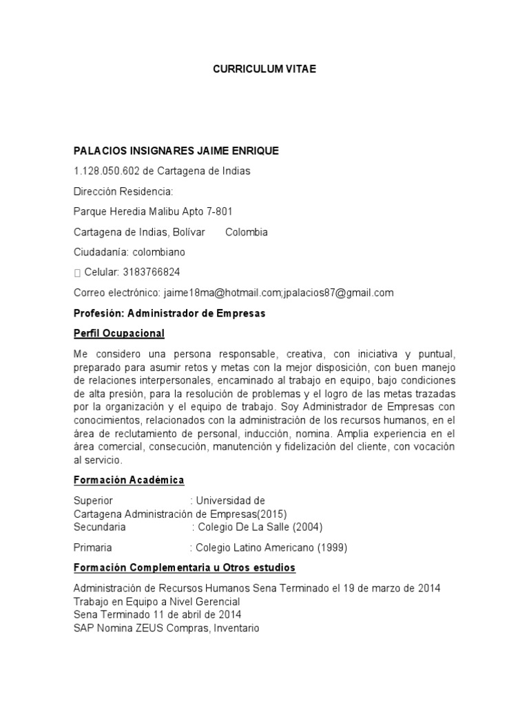 Curriculum Vitae Jaime 2020 | PDF | Gestión de recursos humanos | Labor