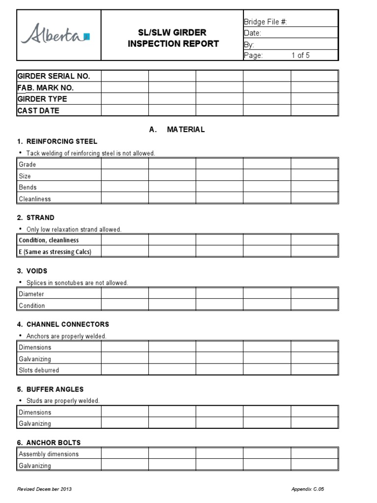 C.05 SL - SLW Girder Inspection Report | PDF | Building Materials ...