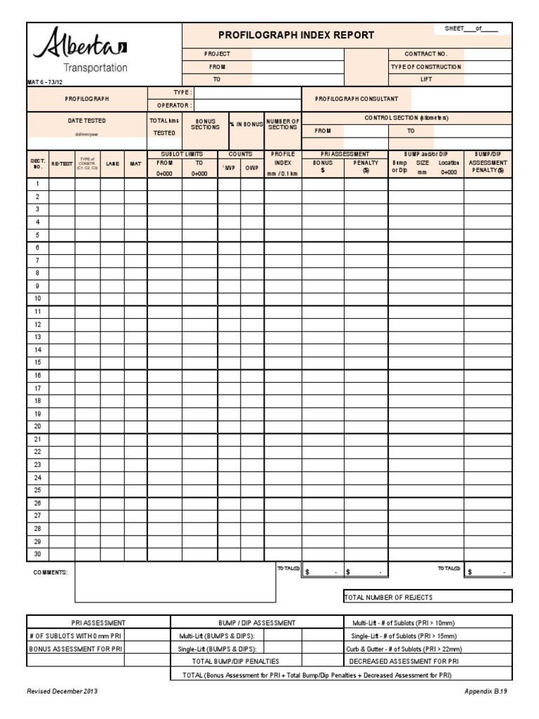 B.19 Profilograph Index Report | PDF | Road Infrastructure ...