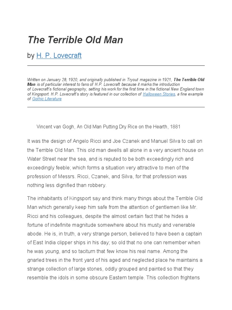 The Terrible Old Man: H. P. Lovecraft | PDF | H. P. Lovecraft | Cthulhu ...