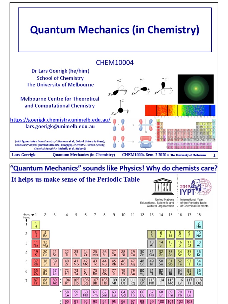 Quantum Mechanics (In Chemistry) : CHEM10004 | PDF | Emission Spectrum ...