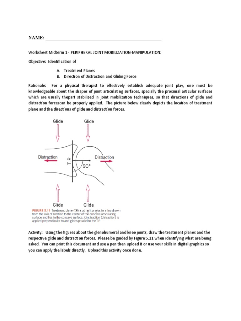 Midterm - Worksheet 1 - PERIPHERAL JOINT MOBILIZATION-MANIPULATION | PDF