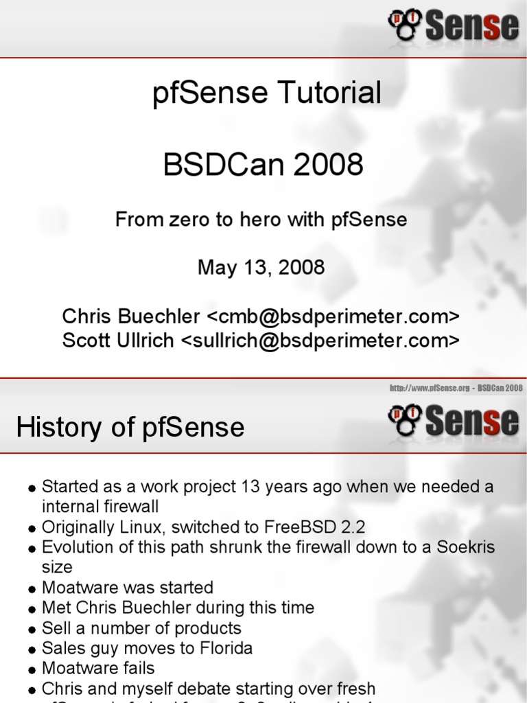 Pfsense Tutorial Bsdcan 2008: From Zero To Hero With Pfsense May 13 ...