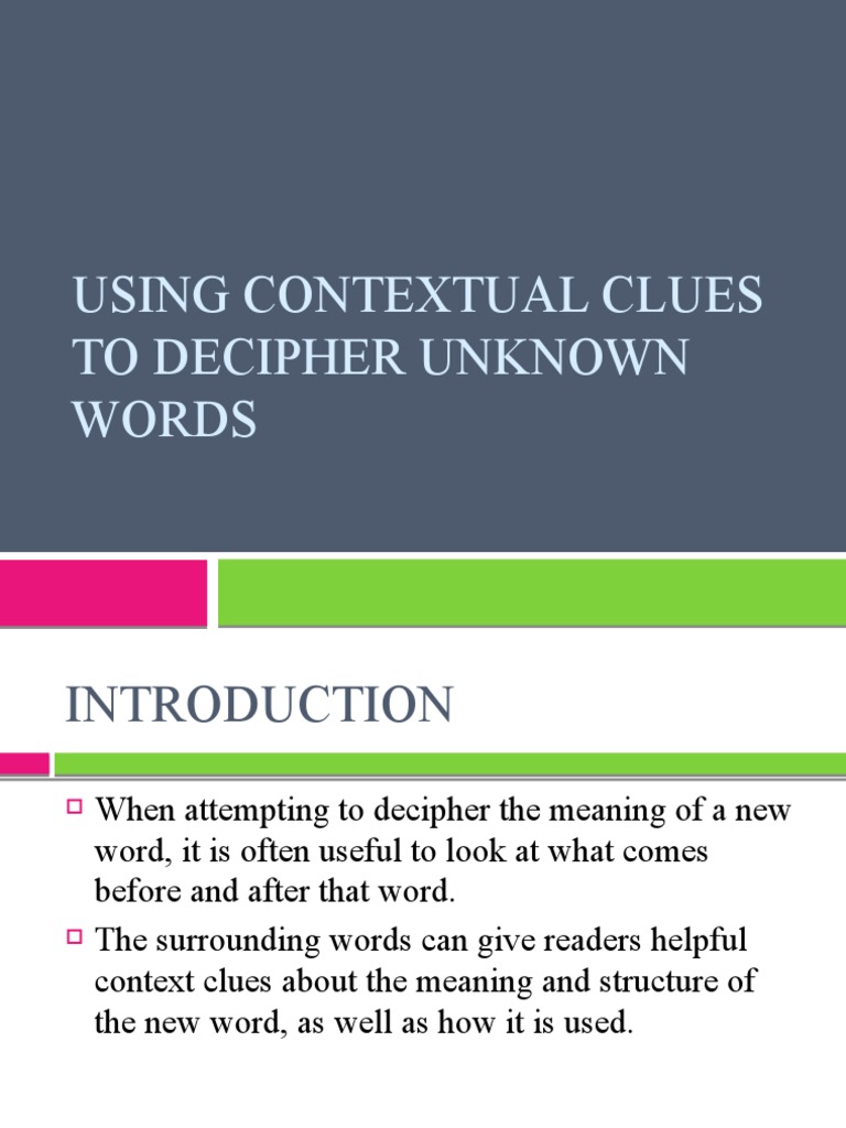 Using Contextual Clues To Decipher Unknown Words | PDF | Language Arts ...