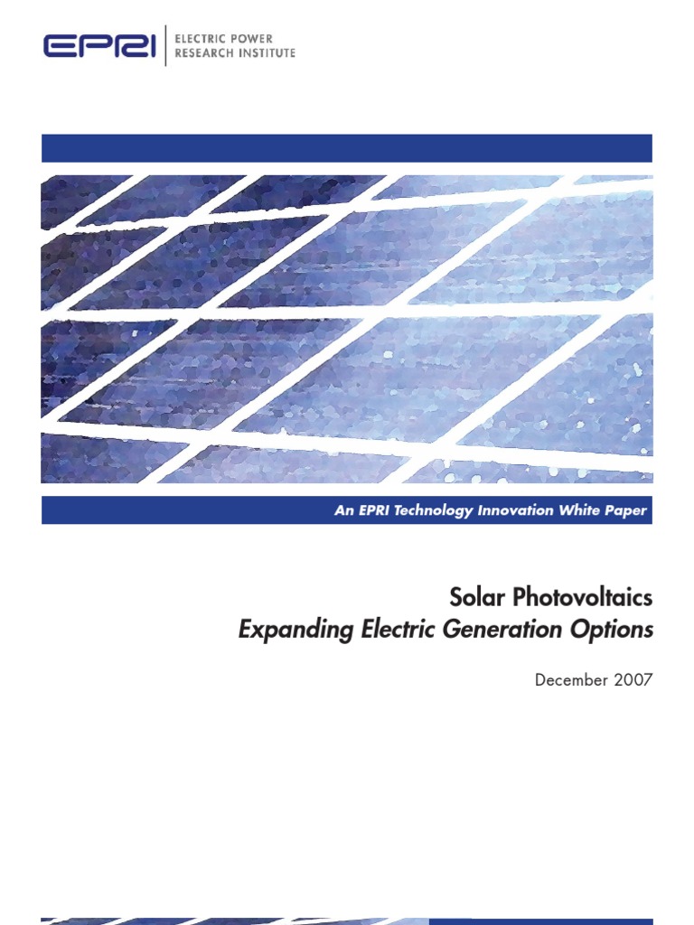 EPRI Photovoltaic - White - Paper - 1207 | PDF | Thin Film Solar Cell ...