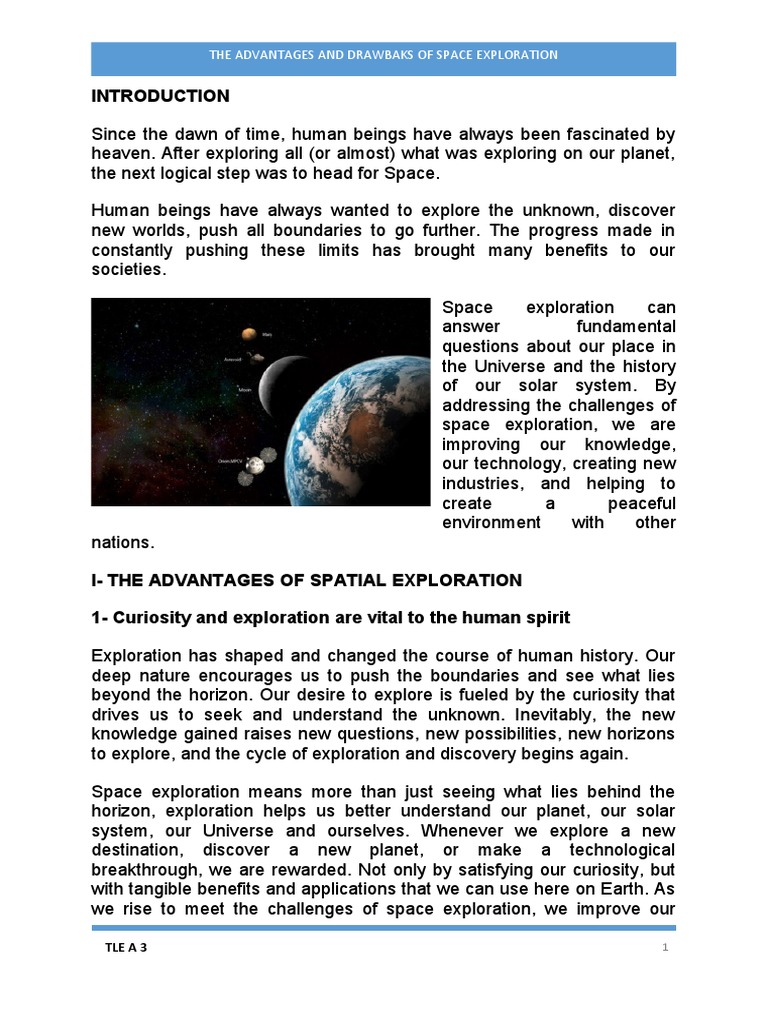 Advantages & Drawbacks of Space Exploration | PDF | Space Exploration ...