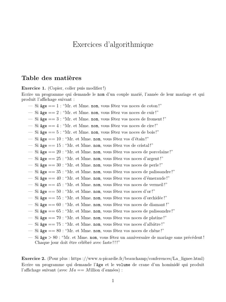Exercices pratiques d'algorithmique | PDF | Matrice (Mathématiques) | Multiplication
