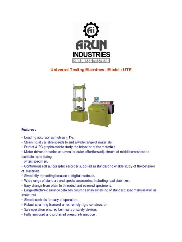 Universal Testing Machine Ute | PDF | Calibration | Personal Computers