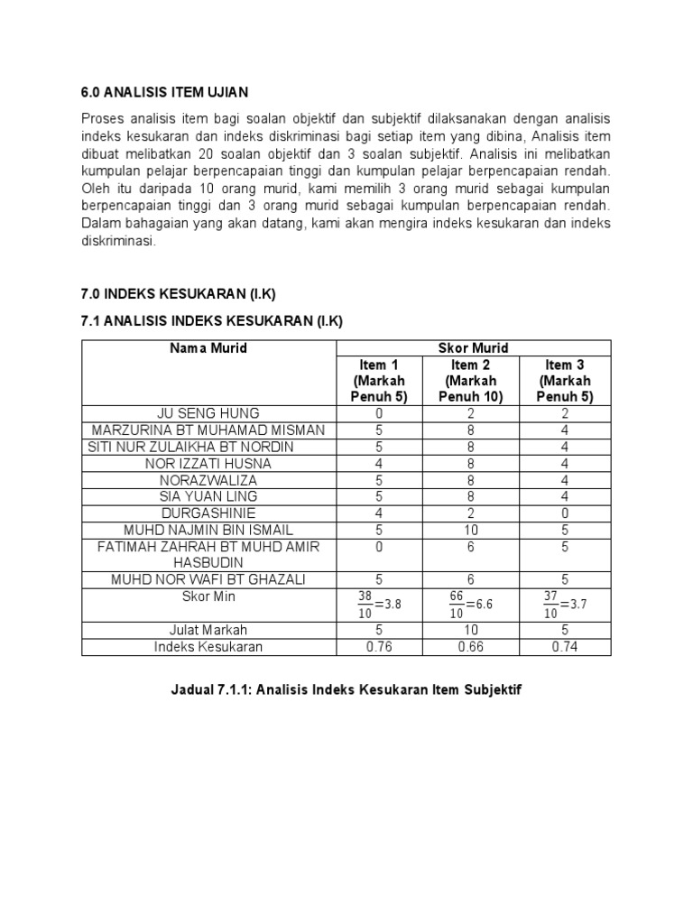 Indeks Kesukaran | PDF