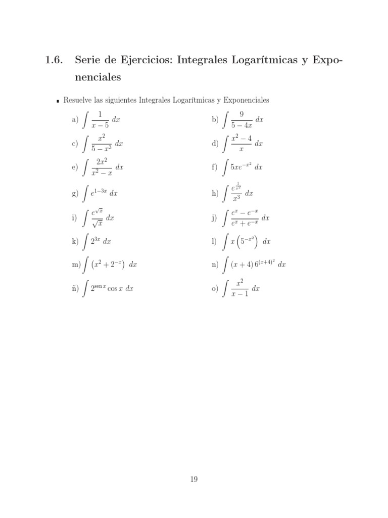 Integrales Logaritmicas y Exponenciales | PDF