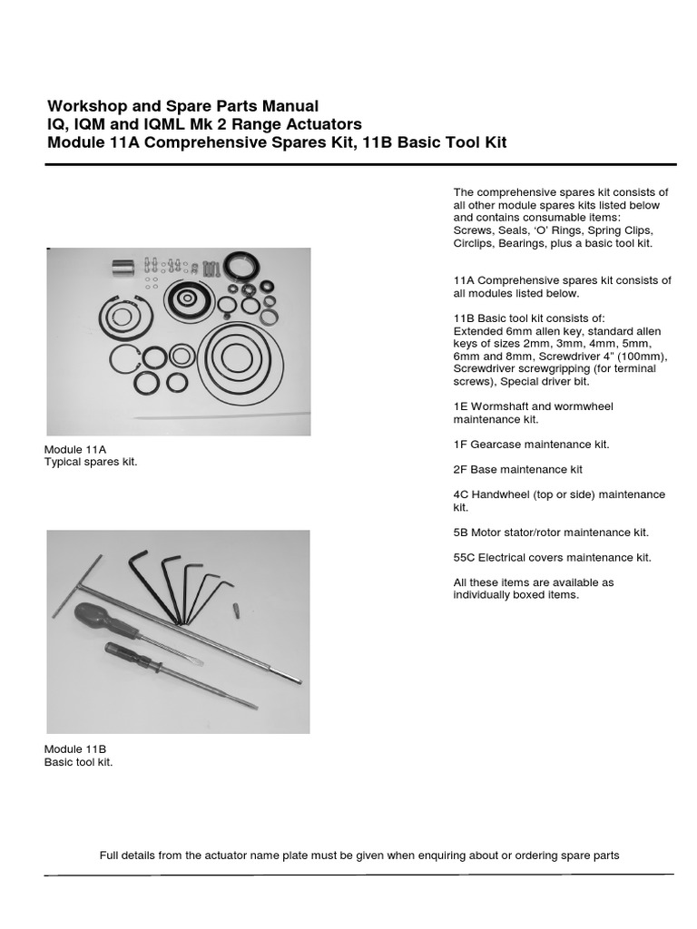 Workshop and Spare Parts Manual IQ, IQM and IQML MK 2 Range Actuators ...