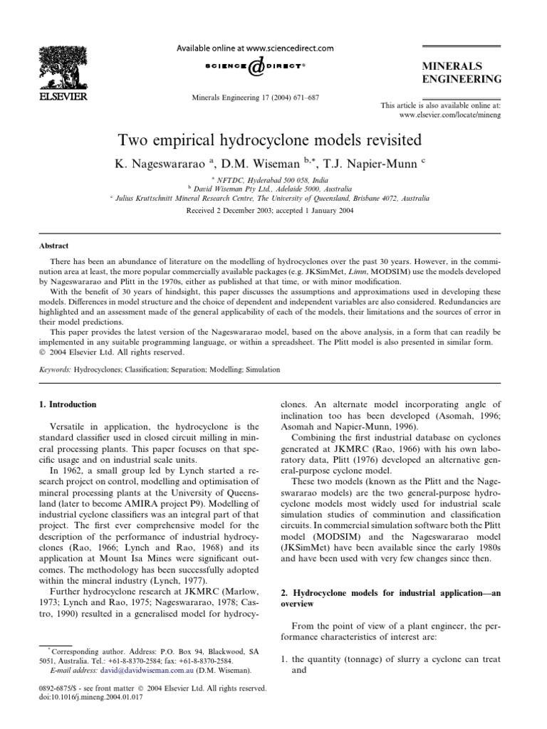 Revisiting Hydrocyclone Models | PDF | Regression Analysis ...