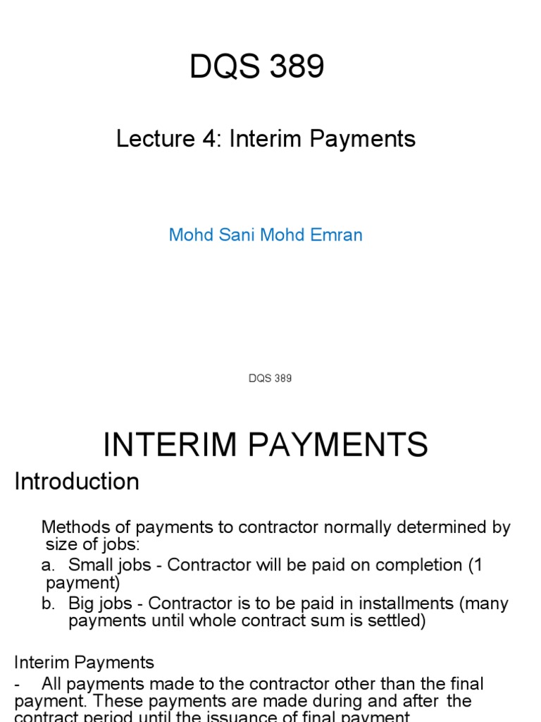 Dqs389-Interim Payment | PDF | Valuation (Finance) | Percentage