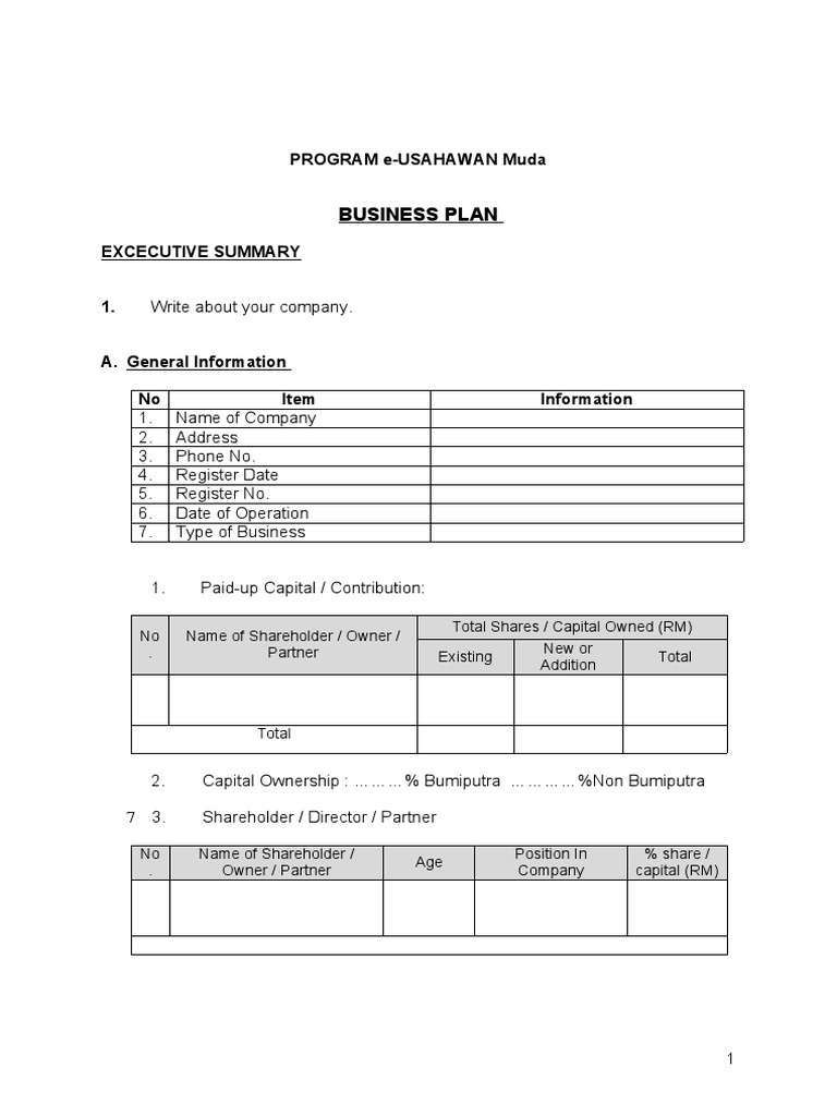 Business Plan: Program E-Usahawan Muda | PDF | Business | Corporations